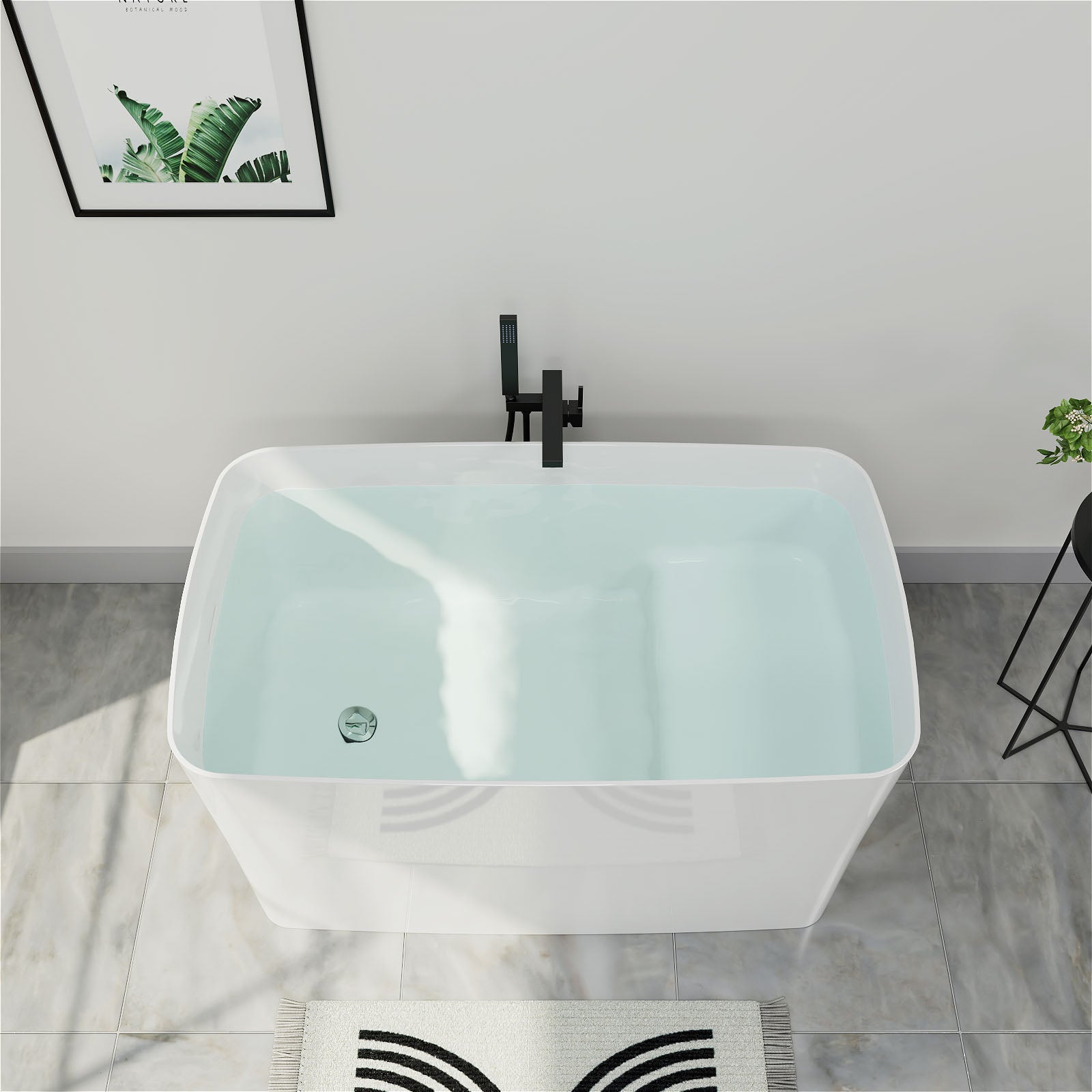 Mokleba 47" Freestanding RectangularJapanese Soaking Tub with Seat ...