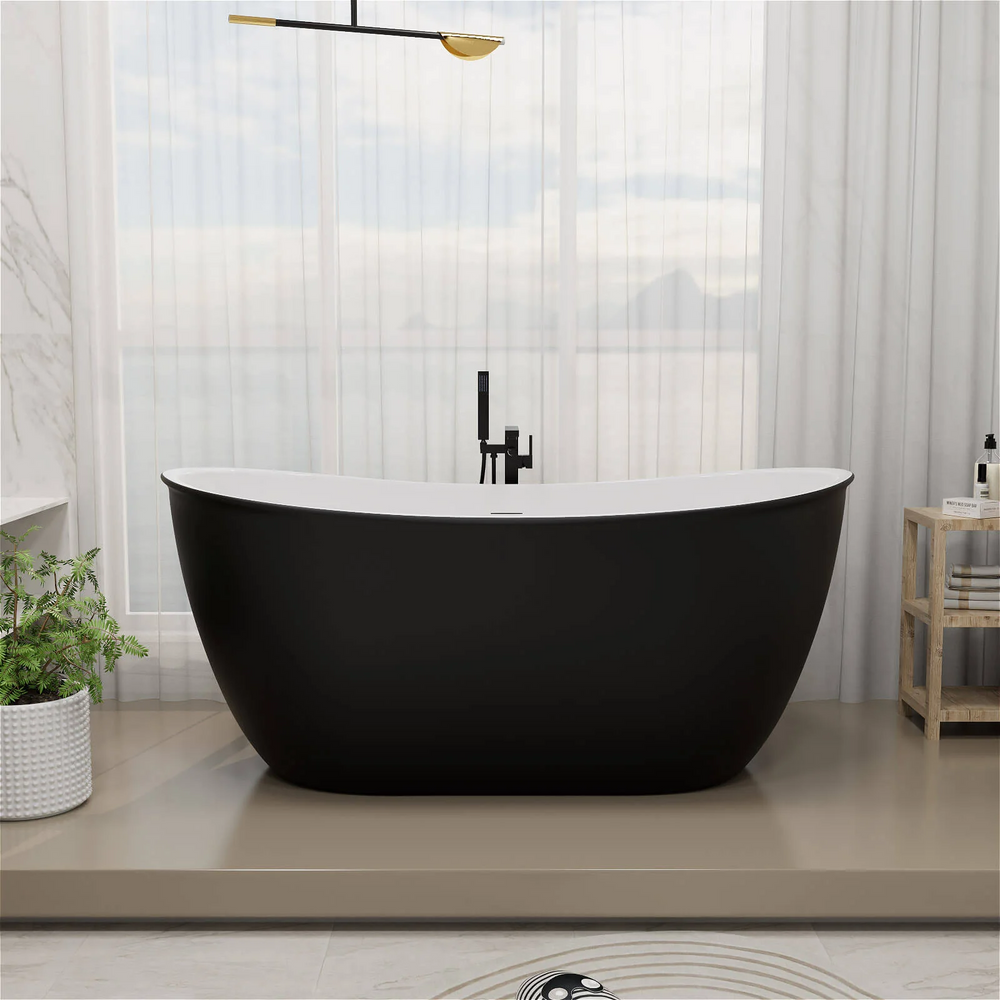 Mokleba 59" Double Slipper Freestanding Bathtub – Acrylic Soaking Tub ...