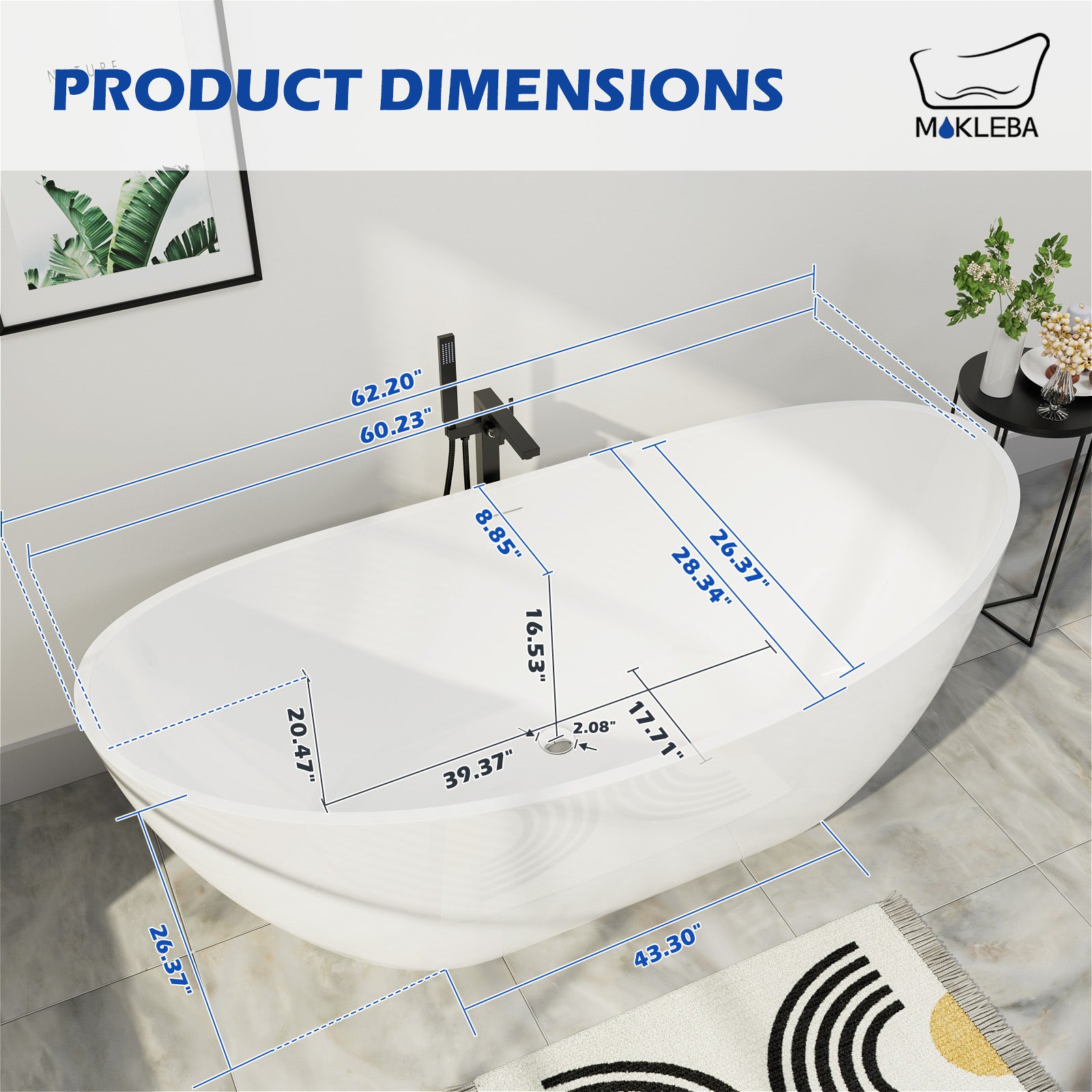 Mokleba Lucite Acrylic Freestanding Double Slipper Bathtub -Mokleba ...